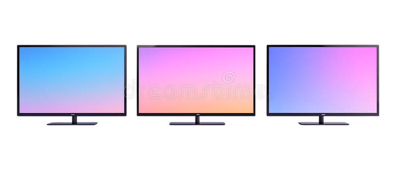 Set of Smart TV Screen Mockups in Five Different Poses on Transparent ...