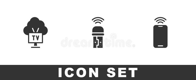 Set Smart Tv, Usb Wireless Adapter and Mobile with Wi-fi Icon. Vector ...