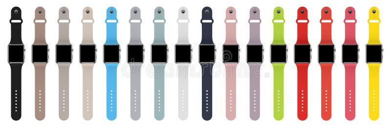 Set of Smart Watch Silver with Different Buckle Color Editorial Stock ...