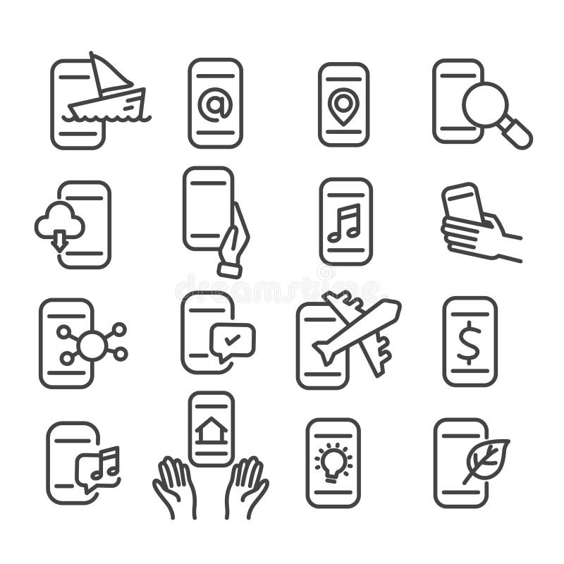 Set of Smartphone Function, Services Related Icon. Mobile Symbol ...