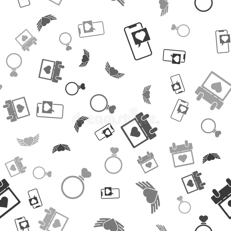 Set Smartphone with Heart Speech Bubble, Heart with Wings, Calendar ...