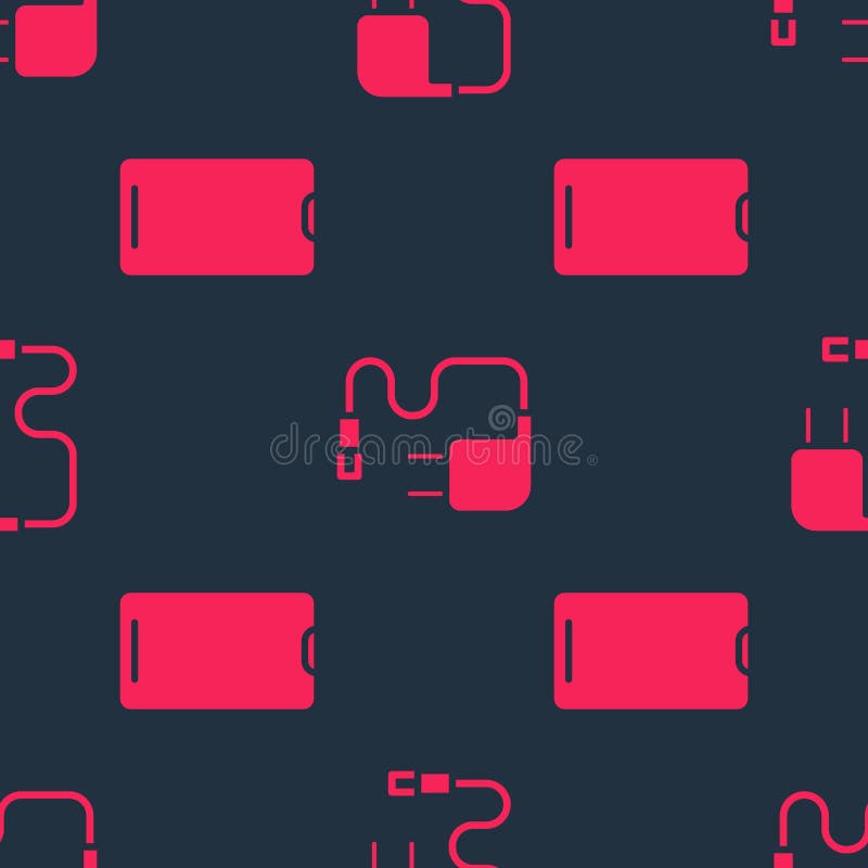 Set Smartphone, Mobile Phone and Charger on Seamless Pattern. Vector ...