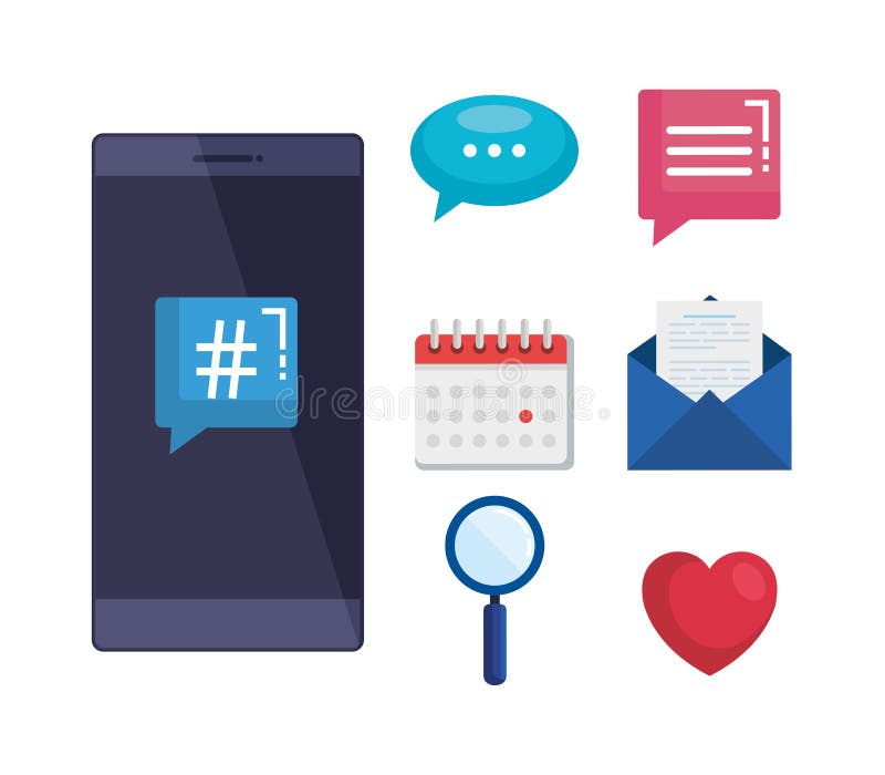 Set of Smartphone Technology and Chat Bubbles with Digital Data Stock ...