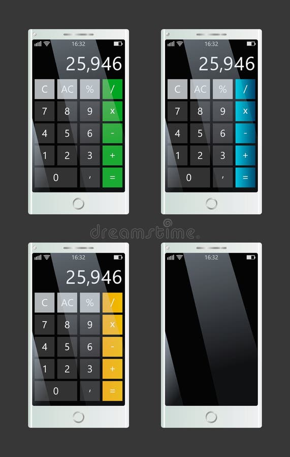 Set Of Smartphones With Calculator, Empty Display Stock Vector ...