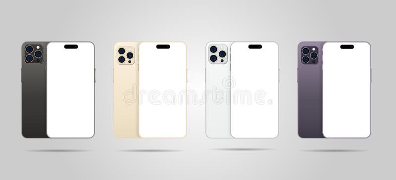 Set of Smartphones. Front and Back View Illustrations Stock Vector ...