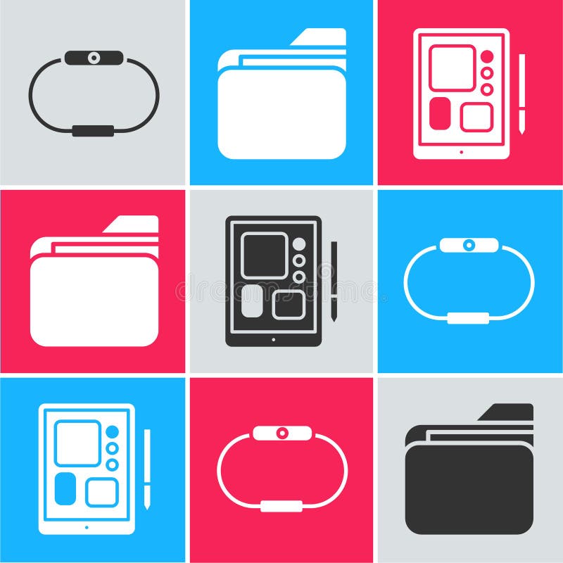 Set Smartwatch, Document Folder and Graphic Tablet Icon. Vector Stock ... Set Smartwatch, Document Folder and Graphic Tablet Icon. Vector Stock ...