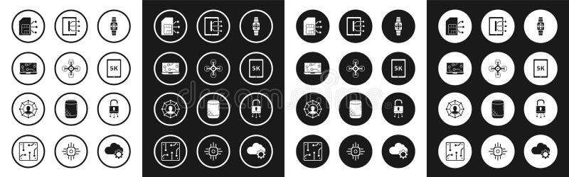 Set Smartwatch, Drone, Laptop, Sim Card, Tablet with Text 5k, Lock ... Set Smartwatch, Drone, Laptop, Sim Card, Tablet with Text 5k, Lock ...