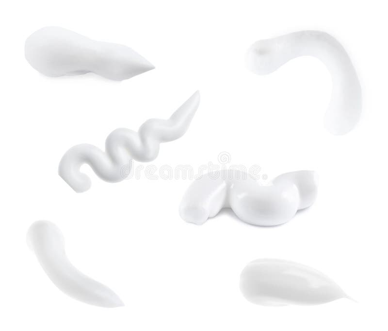 Set with Smears of Toothpaste on White Background Stock Image - Image ...