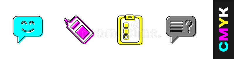 Set Smile Face, Mobile Phone, Online Quiz, Test, Survey and Unknown ...