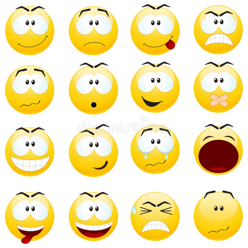 Set of shiny smiles icons stock vector. Illustration of sign - 8634104