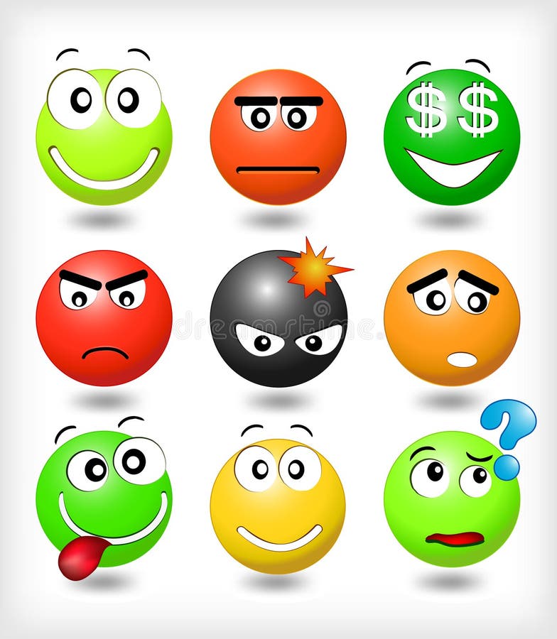 Set Smiles with Different Expression of Emotions Stock Vector ...