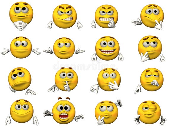 Set of Smiley 3D Emoticons stock illustration. Illustration of ...