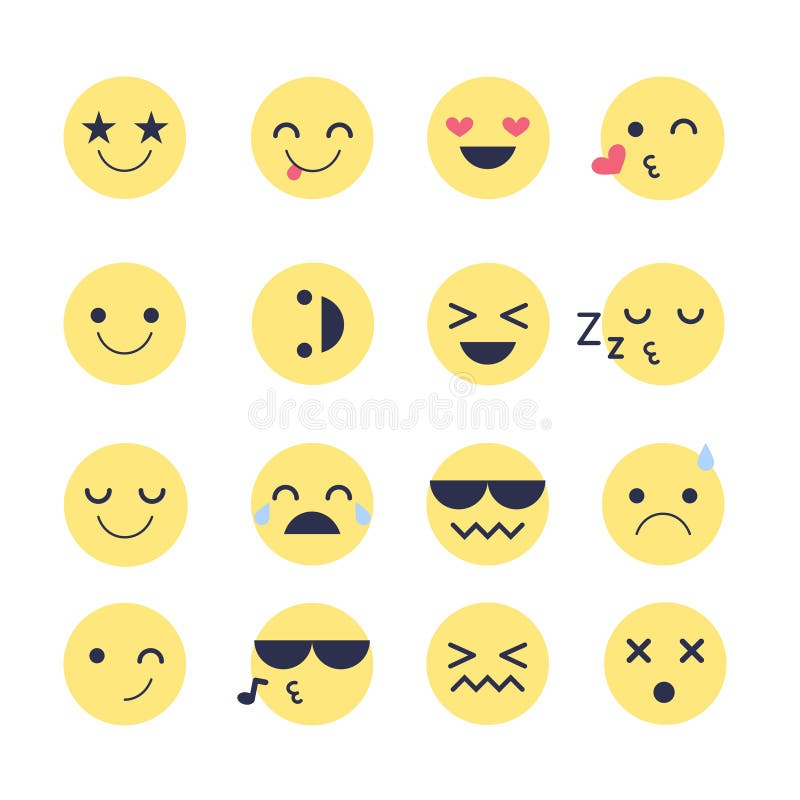 Set of Smiley Icons: Different Emotions Stock Vector - Illustration of ...