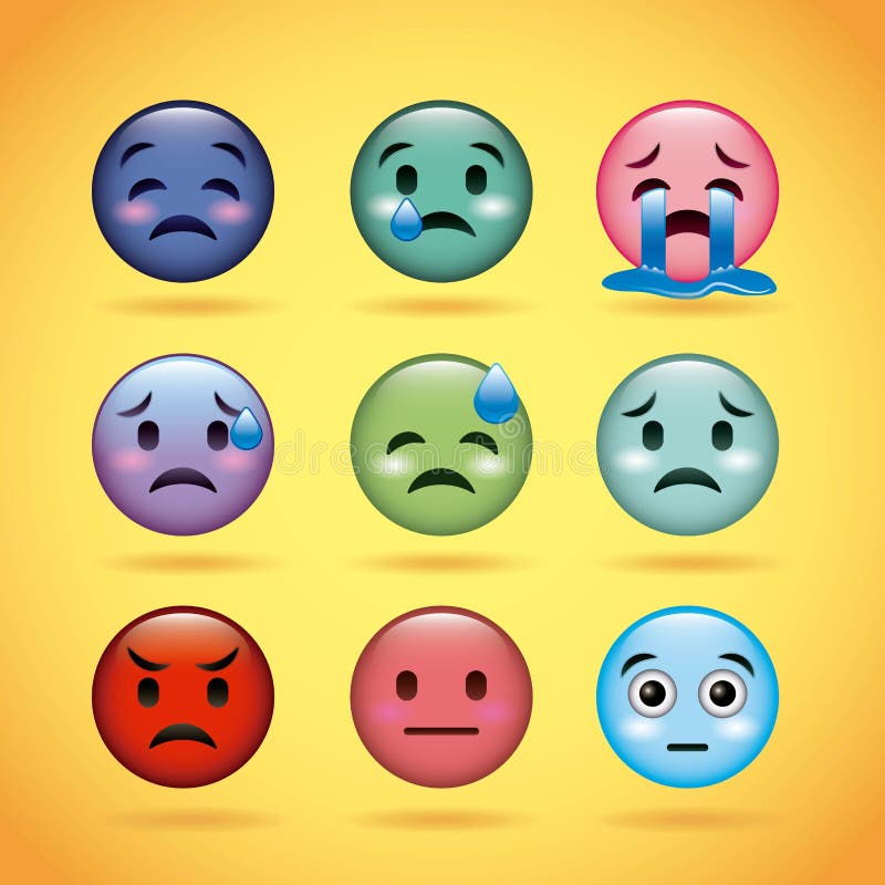 Set of Smiley Icons with Different Face Expression Stock Vector ...