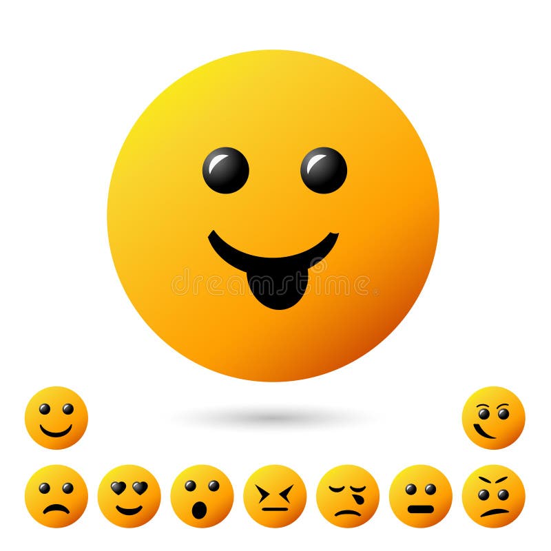 Collection Creative Cartoon Style Smiles with Different Emotions Stock ...