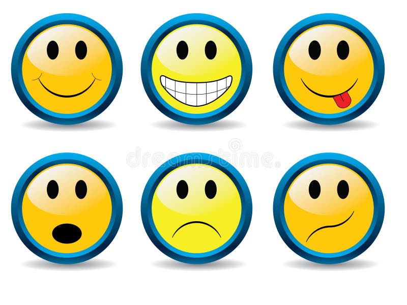 Set of shiny smiles icons stock vector. Illustration of sign - 8634104