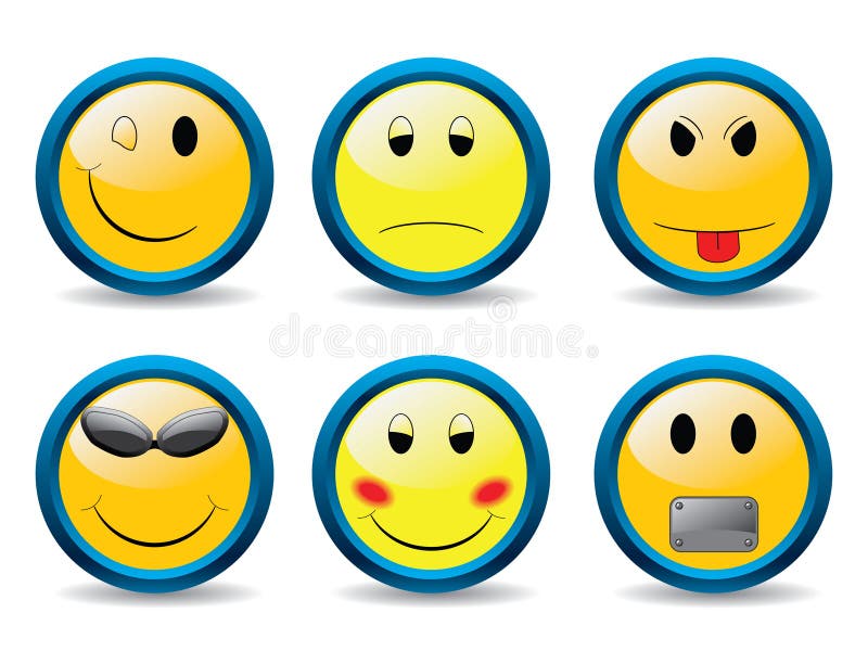 Set of smileys 2 stock vector. Illustration of smiley - 12079266