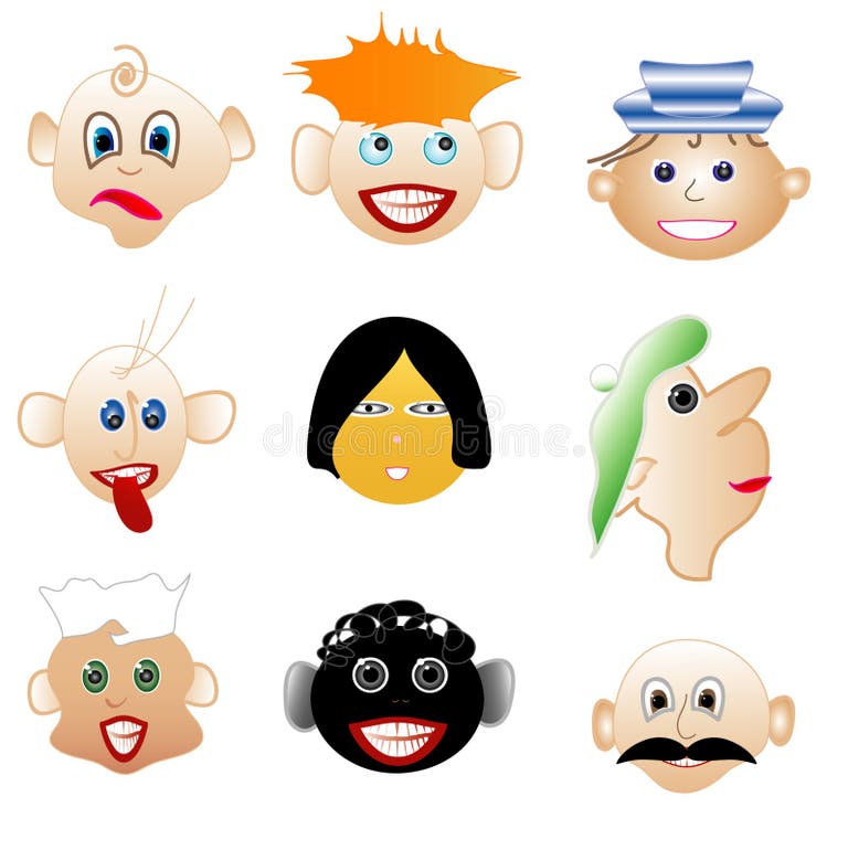 Set smileys stock vector. Illustration of bald, color - 24648055