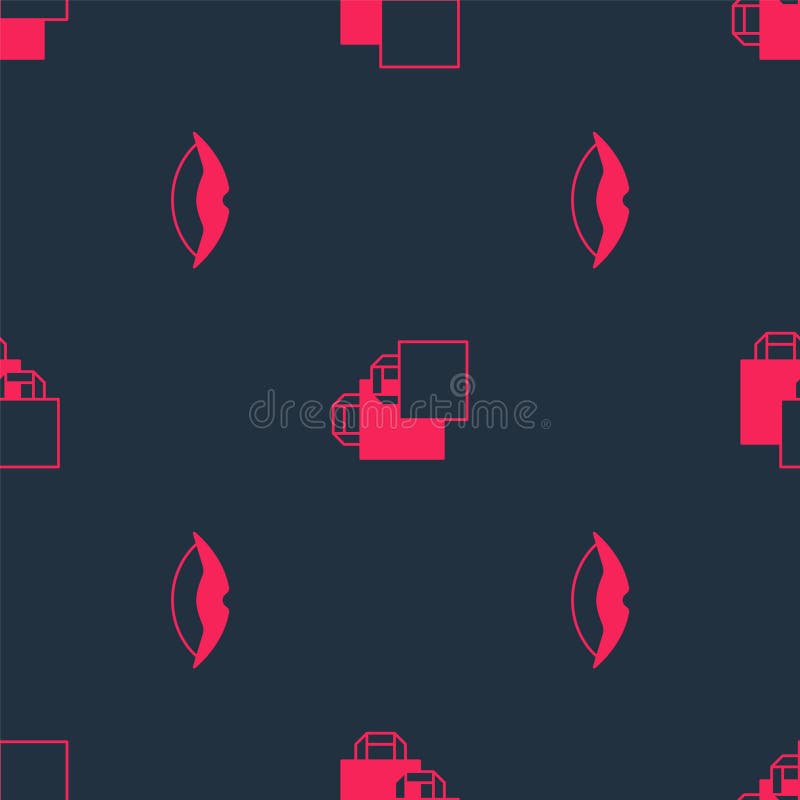 Set Smiling Lips and Paper Shopping Bag on Seamless Pattern. Vector ...