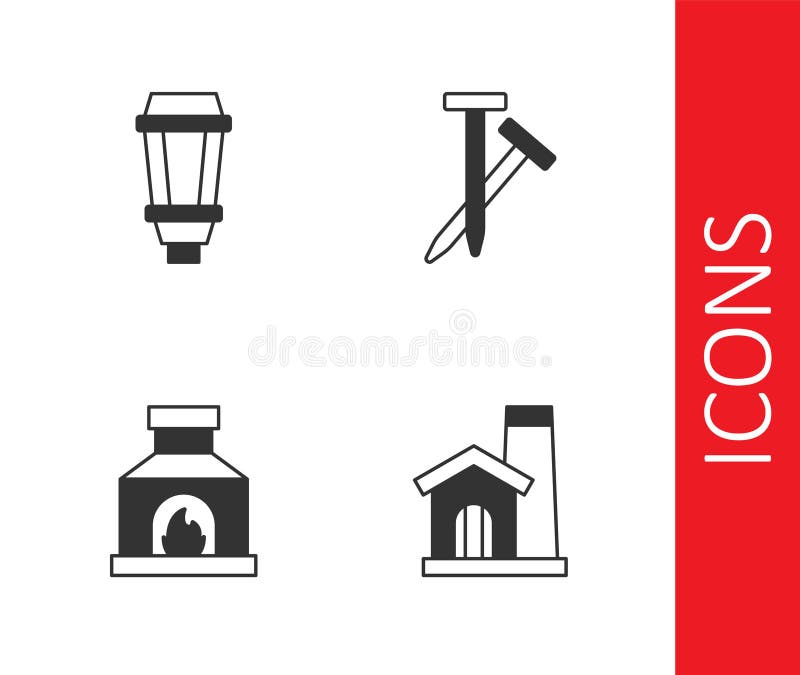 Set Smithy Workshop Interior, Garden Light Lamp, Blacksmith Oven and ...