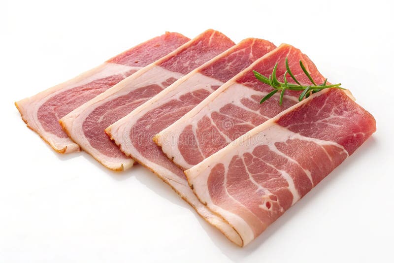 Slices of Smoked Ham Isolated on White Background Stock Illustration ...