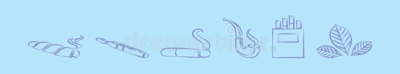 Set of Smoking Cartoon Icon Design Template with Various Models. Vector ...