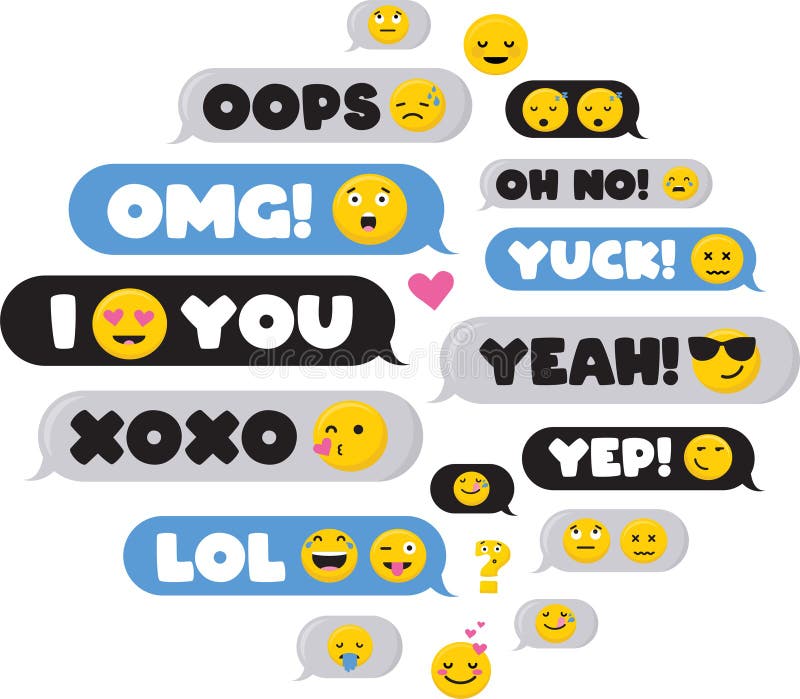 Emoticons With Speech Bubbles Stock Vector - Illustration of positive ...