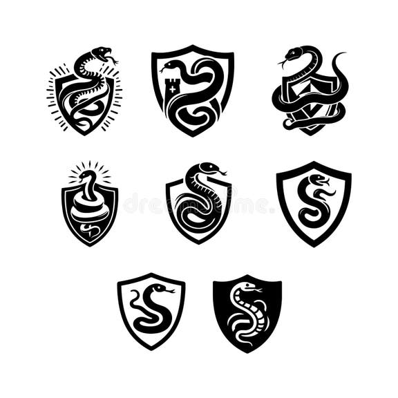 Set of snake emblems stock illustration. Illustration of pattern ...