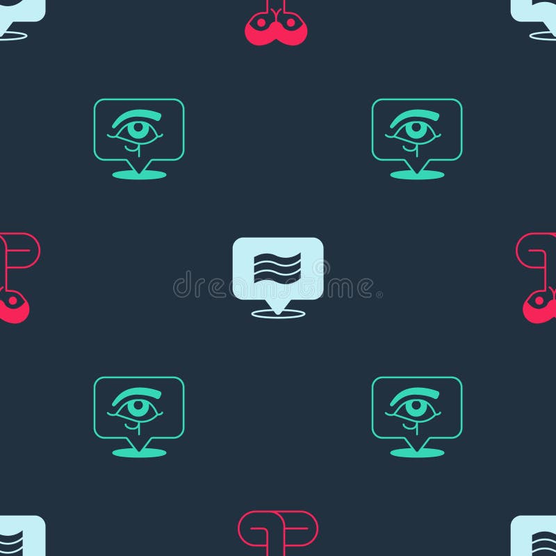 Set Snake, Flag of Egypt and Eye of Horus on Seamless Pattern. Vector ...