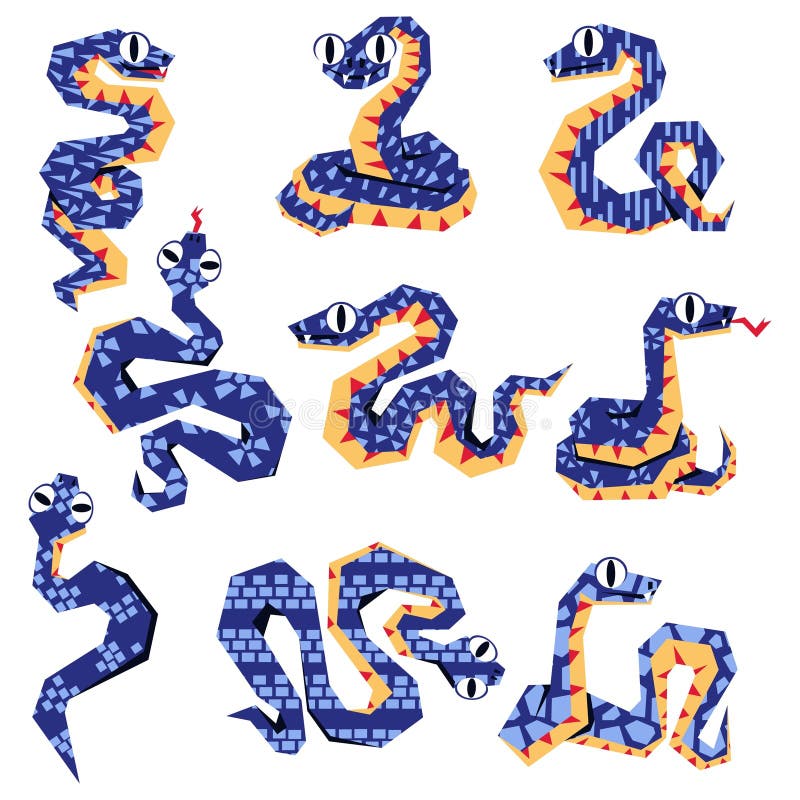 Set of Snakes 2025 in Blue and Geometrically Crawling from Above ...