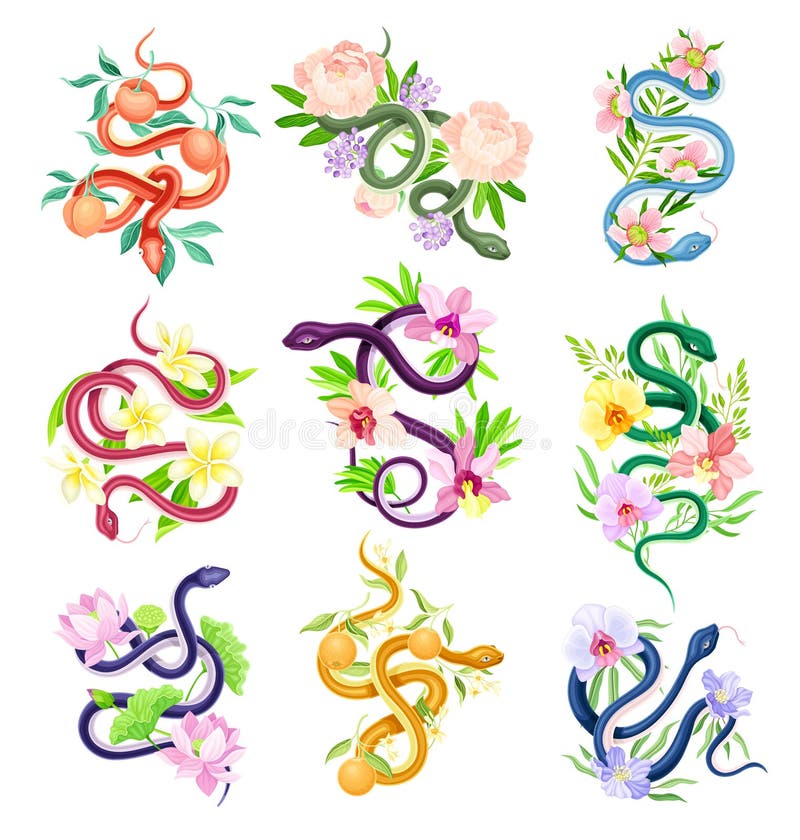 Snakes Flowers Stock Illustrations – 243 Snakes Flowers Stock ...
