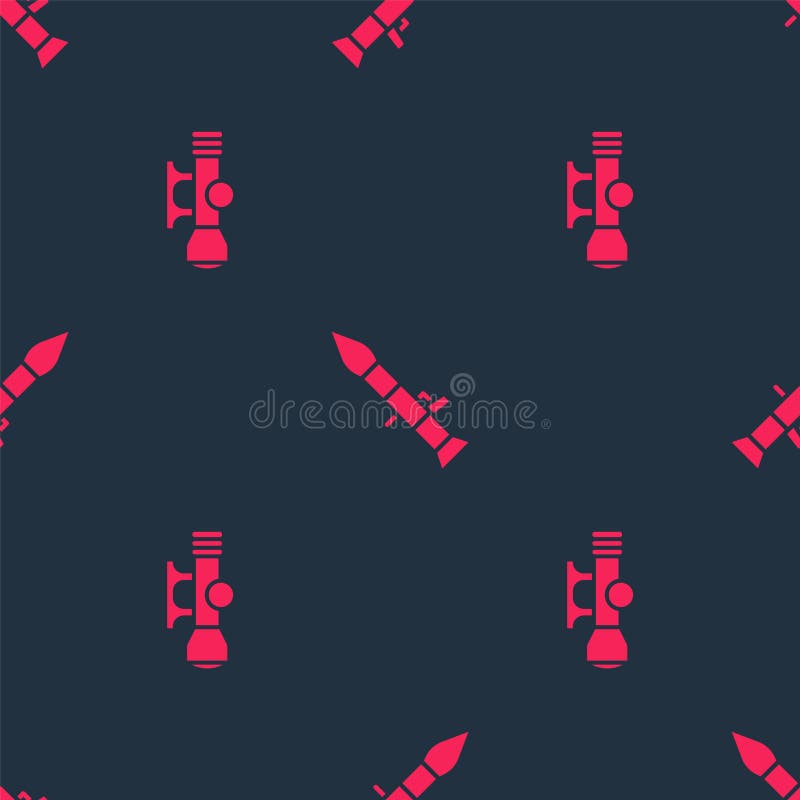 Set Sniper Optical Sight and Rocket Launcher on Seamless Pattern ...