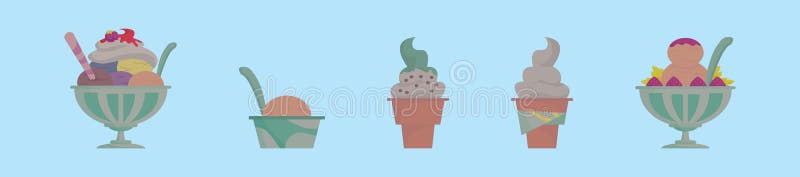 Set of Snow Cone Cup Cartoon Icon Design Template with Various Models ...