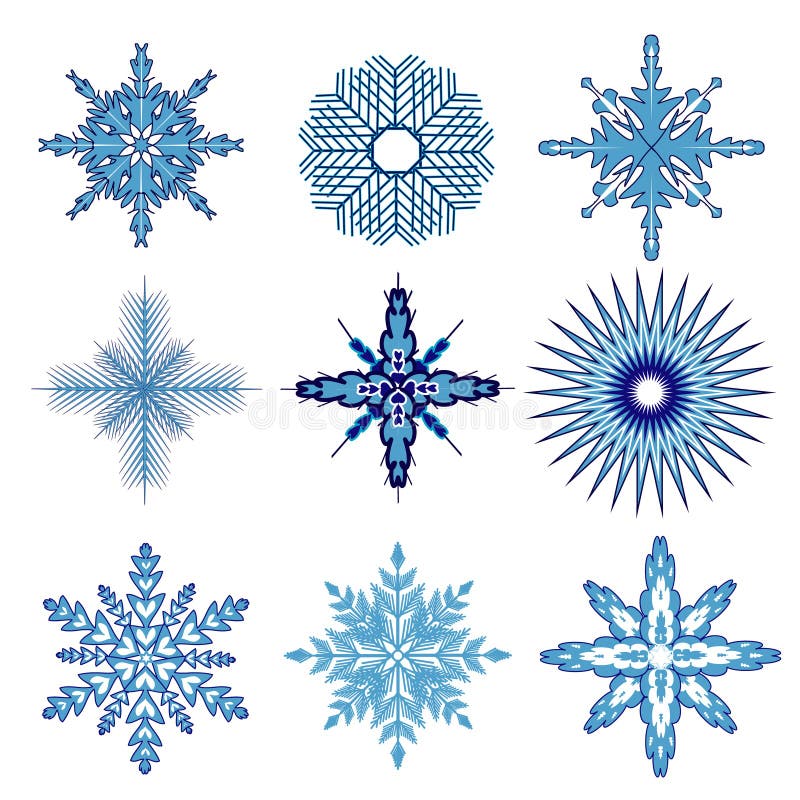 Set of 30 Different Snowflakes Stock Vector - Illustration of christmas ...