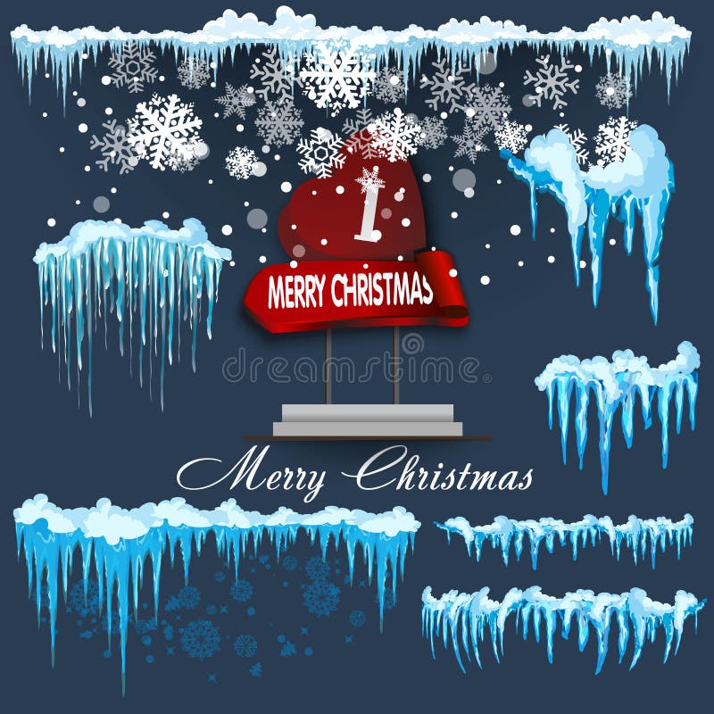 Set of Snow Icicles Isolated on Background. Stock Vector - Illustration ...