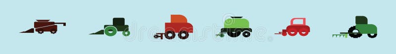 Set of Snow Plow Cartoon Icon Design Template with Various Models ...