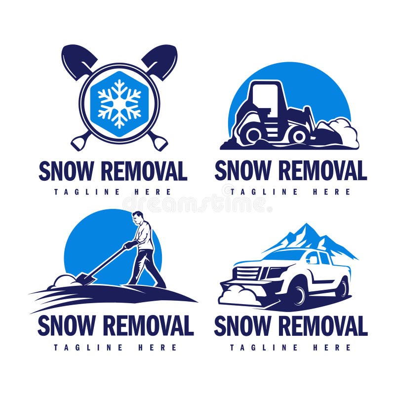 Set of Snow Removal Logo Design, Snow Plowing Logo Illustration Stock ...
