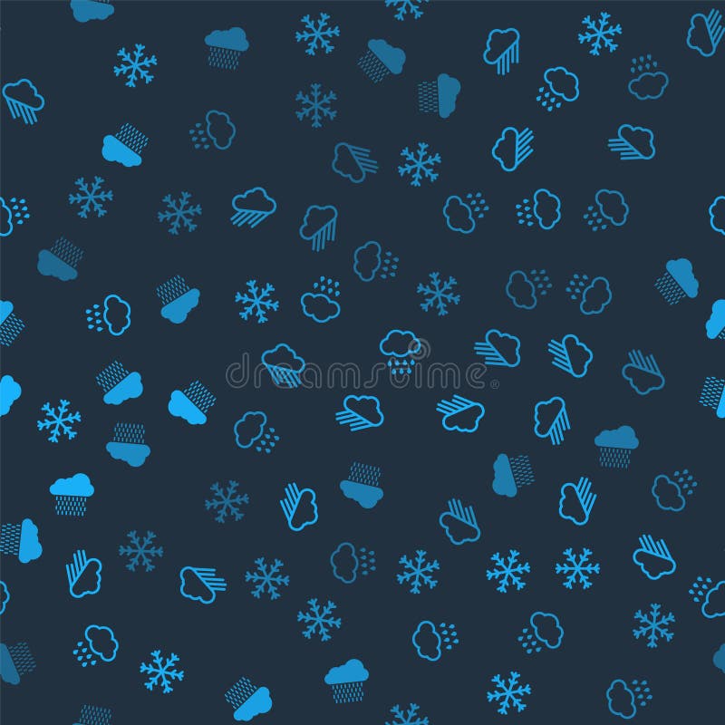 Set Snowflake, Cloud with Rain, and on Seamless Pattern. Vector Stock ...