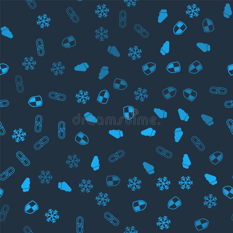Set Snowflake, Cloud, Shield and Chain Link on Seamless Pattern. Vector ...