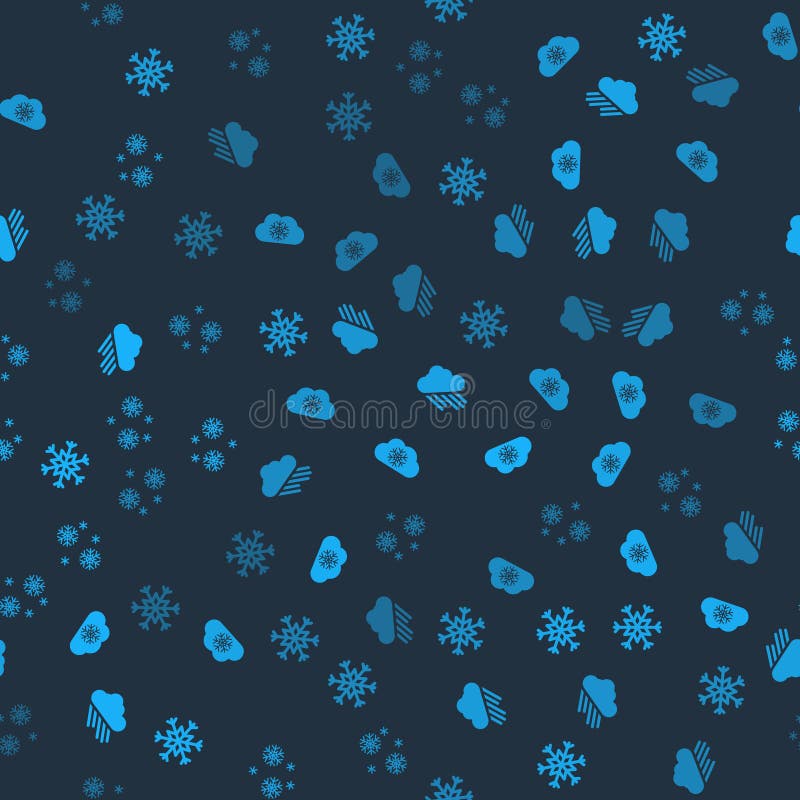 Set Snowflake, Cloud with Snow, Rain and on Seamless Pattern. Vector ...