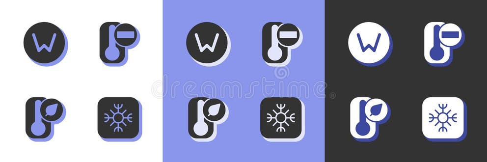 Set Snowflake, Compass North, Thermometer and Icon. Vector Stock ...