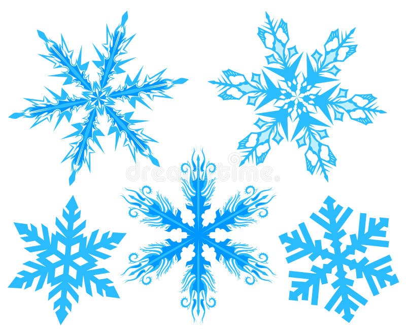 Set Snowflake. Flake of Snow Stock Vector - Illustration of blue, flake ...