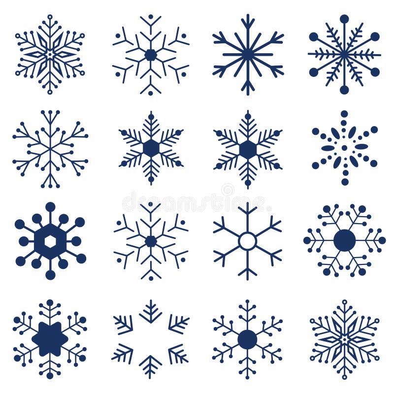 Set of Snowflake Isolated on White Background Cartoon Vector ...