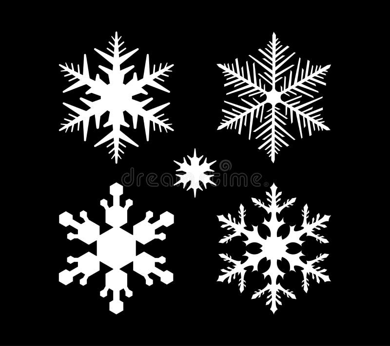 Set of Snowflake in Modern Style, Vector Stock Vector - Illustration of ...