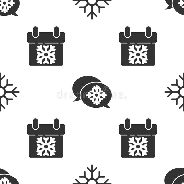 Set Snowflake, Snowflake with Speech Bubble and Calendar on Seamless ...