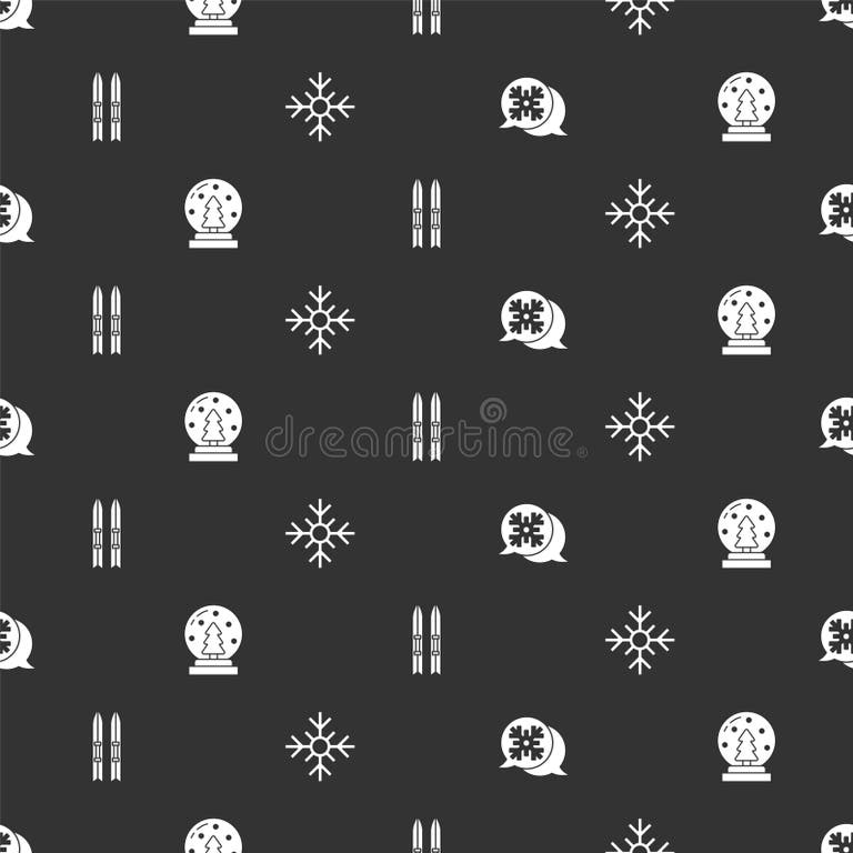 Set Snowflake Speech Bubble, Christmas Snow Globe, Ski and Sticks and ...