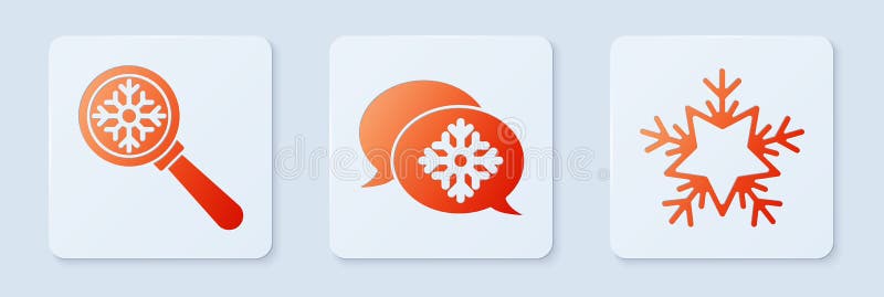 Set Snowflake with Speech Bubble, Magnifying Glass with Snowflake and ...