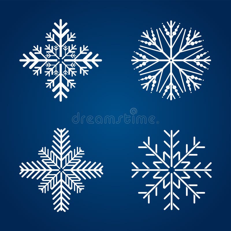 Set of 4 Snowflake Symbol, Icon, Logo for Design Christmas Vector ...
