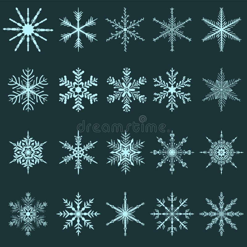 A Set of Snowflakes, All Different, Hand-drawn Stock Vector ...