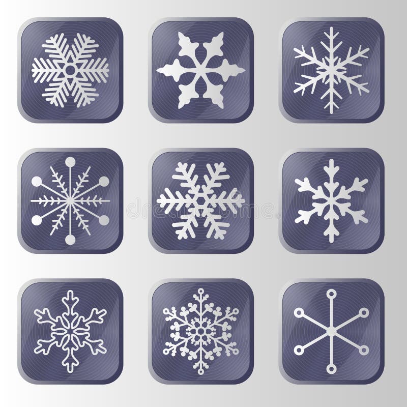 Set of snowflakes buttons. stock vector. Illustration of steel - 35871314